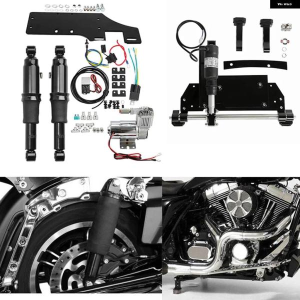 バイク リアエアライドサスペンション 電動センター スタンド ハーレー ロードキング エレクトラ グライド ロードグライド ストリートグライド 2009-2016 カスタム パーツ アクセサリーProtective parts:Exhaus...