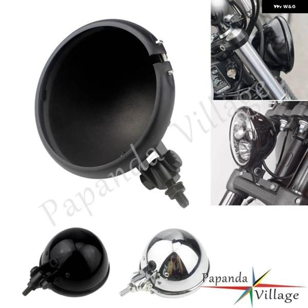 LED 5.75インチ ラウンド ヘッドランプ ハウジング バケット ハーレー ダイナ スポーツスター 883 チョッパー カフェレーサー 5-3/4インチ ヘッドライト シェル カスタム パーツ アクセサリーHigh-concerned ...