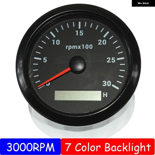 85MM ガソリン ディーゼルエンジン タコメーター センサー RPM ゲージ 回転計 3000RPM デジタル時間計 7色ライト オプション 12V24V カスタム パーツ アクセサリーHigh-concerned chemical:No...
