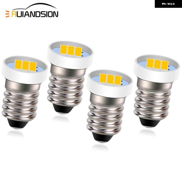 4個 E10 7020 3SMD LEDライト テール リバース リーディングクリアランスランプ ウォームホワイト 6000K オートインジケーターバルブ DC/AC 6V 12V 24V カスタム パーツ アクセサリーFor Vehicl...