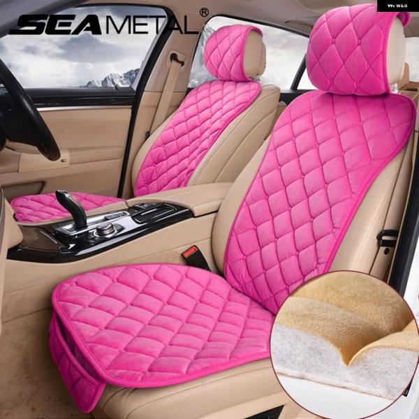 ピンクカーシートカバー レディース 冬用 ホット プラッシュ 車両シート クッション 滑り止めシート プロテクター 汎用 SUV セダン カスタム パーツ アクセサリーFilling:COTTONTarget Pet:OtherThickn...