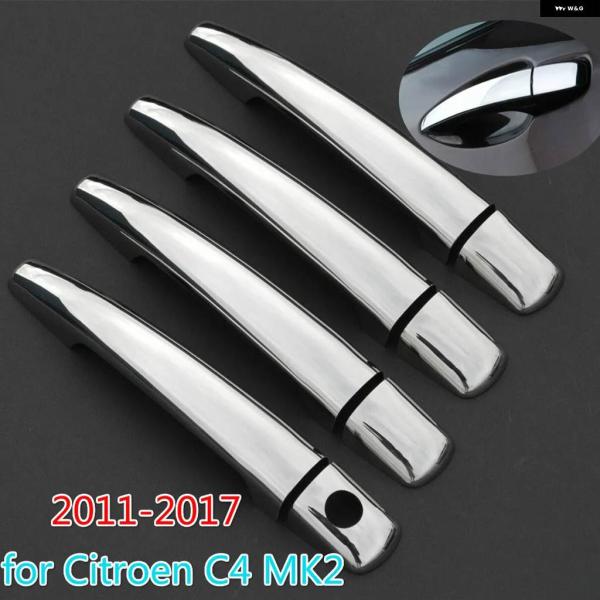 シトロエン C4 MK2 2011-2017 クローム ドアハンドル カバー トリム セット C4L 2012 - 16 カーアクセサリー ステッカー カー スタイリング カスタム パーツ アクセサリーHigh-concerned chem...
