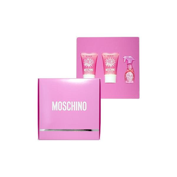 商品説明：【セット内容】 ・フレッシュ ピンク EDT 5ml ミニ香水 ・フレッシュ ピンク シャワージェル 25ml  ・フレッシュ ピンク ボディローション 25ml   世界一番有名な洗剤ボトル、モスキーノ フレッシュからフレッシュ...
