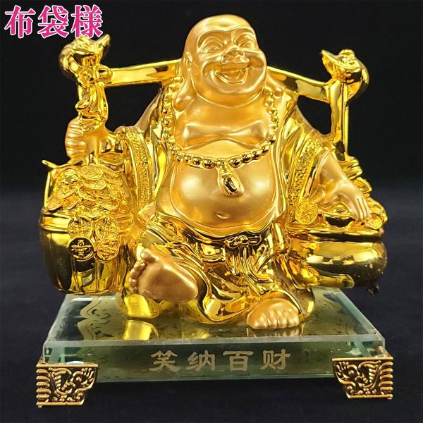 爆買 両手に収まるサイズの布袋様！！金色で金運祈願☆見ているだけで笑顔になります♪いわずと知れた招財の高僧「布袋様(ハッピーブッダ)」。七福神の一人でもあり、招財の縁起物として最適です。風水の本場中国では、かなりの人気者!!布袋さま(hap...