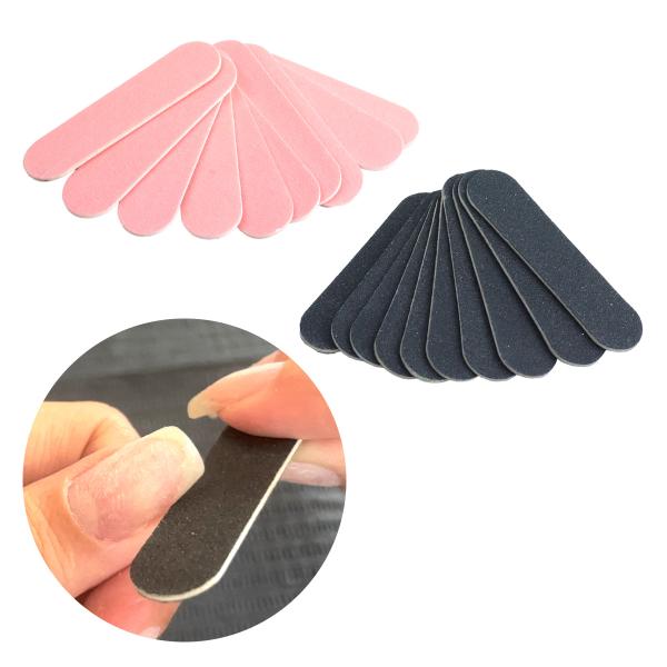 両面仕様のミニサイズの爪やすりネイルケアの必需品爪の形を綺麗に整えることができます。サンディングやジェルネイルのオフにも！便利な両面仕様で持ち運びやすいミニサイズ携帯しやすいサイズ感♪商品詳細商品サイズ：約1.3cm×約5cm個数：10本製...