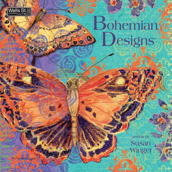 ラング社カレンダー　2021　Bohemian Designs　    ボヘミアン・デザインこのカレンダーは通常のラング壁掛けカレンダーより少し小さめです。サイズにご注意ください！サイズ：31cm×31cm（閉じた時）祝日等はアメリカのものです。