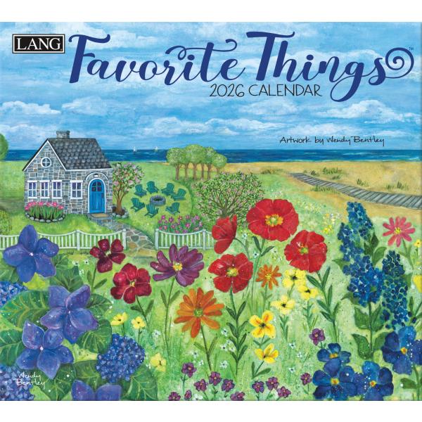 ラング社カレンダー　2026 Favorite Things  フェイバレイト・シングス見開きサイズ/W34×H600cm、閉じたサイズ/W34×H30.4cm祝日等はアメリカのものです。