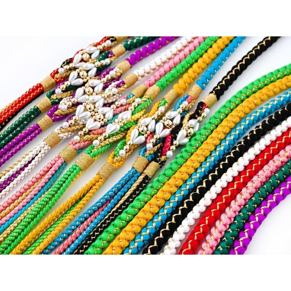 新品パールビーズが付いた豪華な振袖用の正絹帯締めです