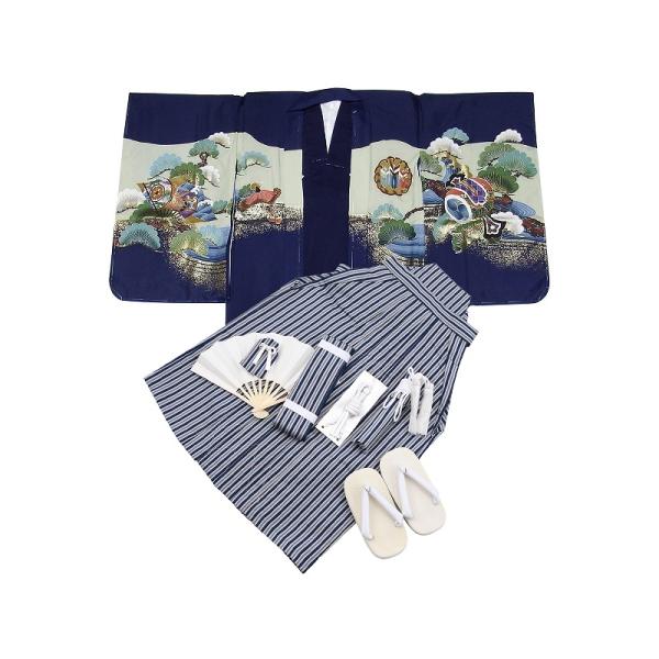 商品情報新品５歳男の子用の祝着フルセットです必要な物が入ったトータルセットです［セット内容］着物・羽織・長襦袢・袴・角帯・雪駄・お守り・扇子・羽織紐・懐剣※化粧箱は別売り（税込み880円）です※襦袢に色移り・小さな汚れがある場合がございます...