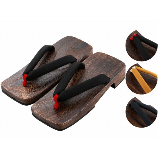 商品情報新品シックな風合いの焼桐材を使用した下駄です。桐下駄はとても軽いので、足が疲れにくくなります。更に鼻緒には肌当たりの優しいソフトタイプを採用し、足に負担のかかりにくい下駄になっています。裏面は滑り止めのラバーは貼られています。濡れた...