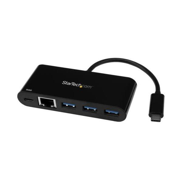 【商品名】 StarTech.com USB Type-C接続 3ポートUSB3.0ハブ USB給電（PD） USB-A×3口／RJ45GbE×1口 ブラック HB30C3AGEPD 1個