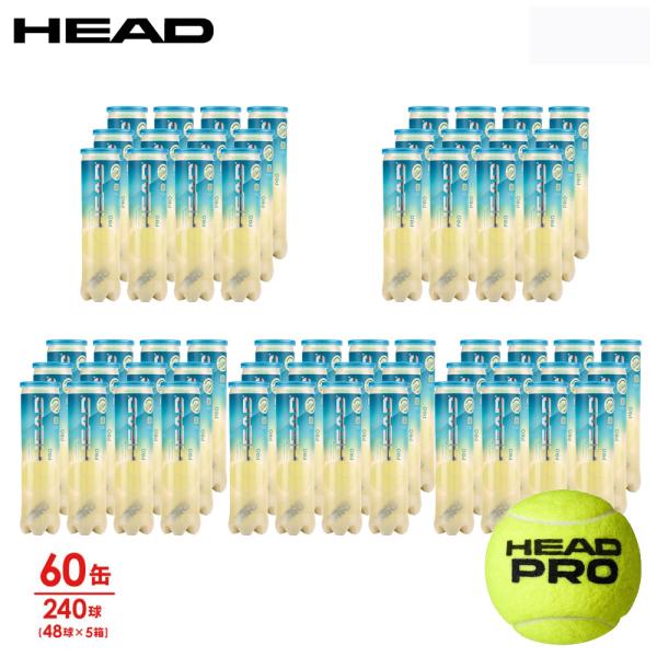 「部活応援キャンペーン10袋」 HEAD ヘッド 「HEAD PRO ヘッドプロ 4球入り5箱 60缶/240球  571714」テニスボール『即日出荷』