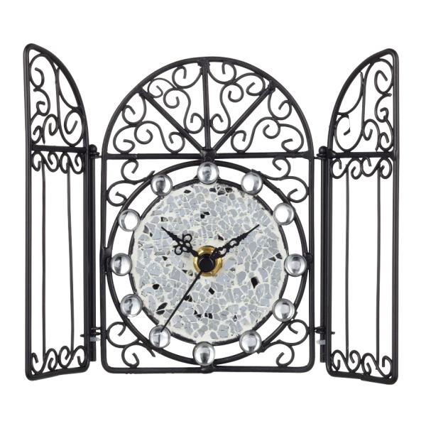 ★サイズ：幅21.8cm×高さ15cm x 奥行3.4cm★材質：ガラス、スチール、プラスチック★電源：単3乾電池 x 1本 使用★生産国：中国★連続秒針で、コチコチ音が気にならない。置掛兼用です。