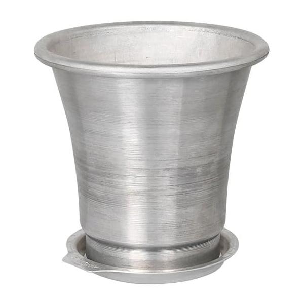 ★サイズ：Φ20.2cm x 高さ19.7cm★材質：アルミニウム（クリアラッカー仕上げ）★原産国 : 中国★備考：排水穴あり、受皿付き