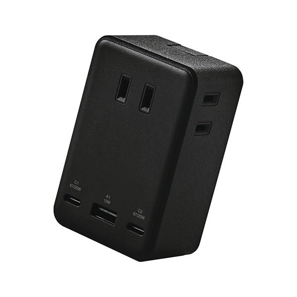 T-U09-3AC2BK コンセント直挿しUSBタップ 67W/A×1+C×2 ※詳細は商品説明をご確認下さい。商品ページは縦長です。