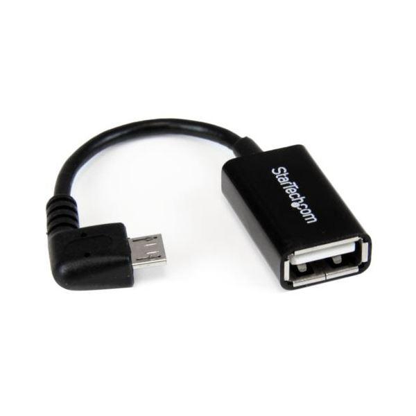 【商品名】 （まとめ） StarTech.com microUSB OTG変換アダプタ L型 12cm USB A（メス）-USB MicroB（オス）ブラック UUSBOTGRA 1個 【×2セット】  ※詳細は商品説明をご確認下さい。商...