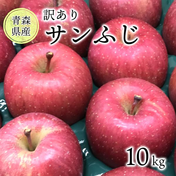 青森県産りんご「サンふじ」家庭用 キズ有 約10kg(5kg×2箱) 段ボール詰め光センサー選果済み品：内部障害・未成熟な個体・糖度が低すぎる個体を取り除いております。色の薄いもの・サビ・傷・つる割れ等も含まれますのでご注意ください。5kg...