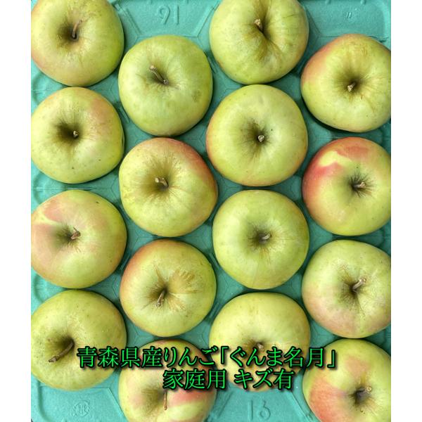 青森県産りんご「ぐんま名月」家庭用 キズ有 約10kg(5kg×2箱) 光センサー選果済み品：内部障害・未成熟な個体・糖度が低すぎる個体を取り除いております。 色の薄いもの・サビ・傷・つる割れ等も含まれますのでご注意ください。 13玉~23...