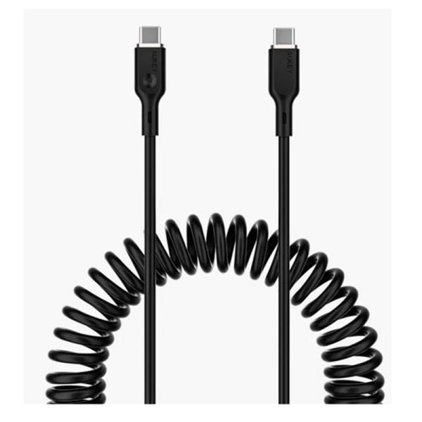 AUKEY（オーキー） USB-C to C ケーブル CB-CC19-BK ブラック・フルスピード充電・伸縮自在なケーブル巻取りで最適な長さに調整可能・高速データ転送