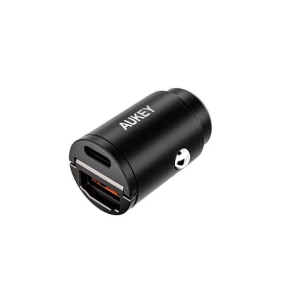 AUKEY（オーキー） 45W カーチャージャー CC-A3S-BK ブラック・超コンパクトな省スペース設計・USB-AとUSB-Cの2ポートを搭載、2台同時充電可能・急速充電規格PD/QC対応
