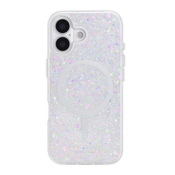 kate spade（ケイト スペード） iPhone 17対応 ケース KS057396 Chunky Glitter Iridescent w・MagSafe対応・ロゴプリント仕様・衝撃を緩和しデバイスを保護