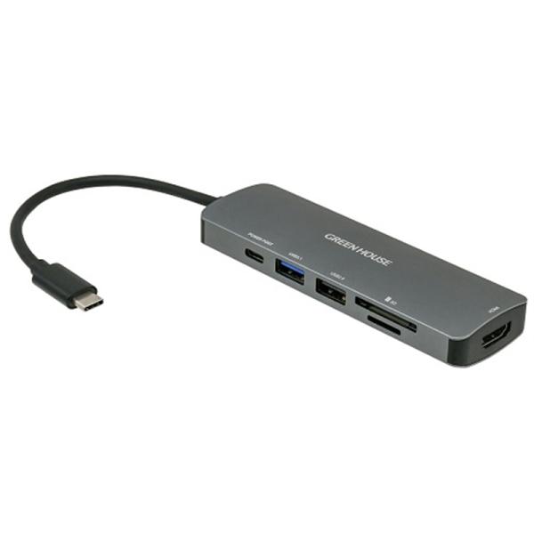 グリーンハウス USB Type-C ドッキングステーション GH-MHC6A-SV ・ケーブル1本でUSB機器の接続や映像出力、ノートパソコンの充電だってできる・SDカード/microSDカードのスロットを搭載・USB3.1 Gen1対応...