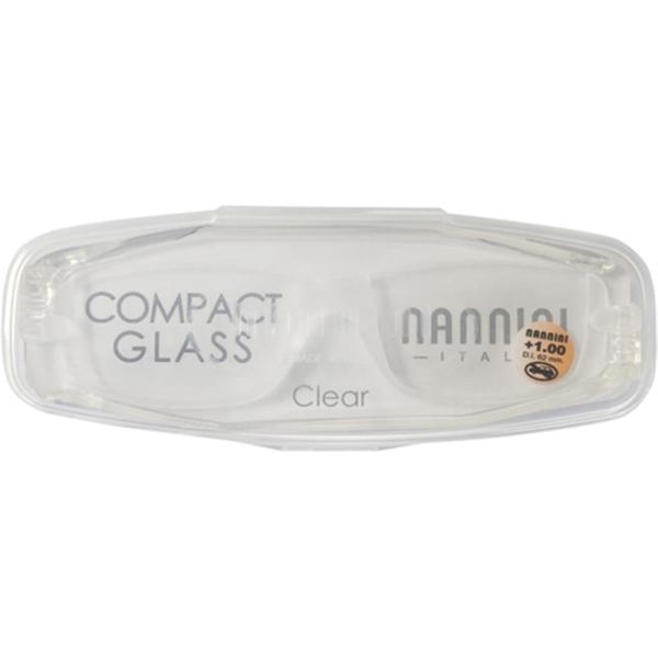 ナンニーニ コンパクトグラス２　１．０ NCG2-1.0-クリア クリア・男女兼用で洗練されたデザインのイタリア製・テンプルが360°回転する事で遠近調整可能・超薄型で場所を取らない折りたたみ式『度数1.0』