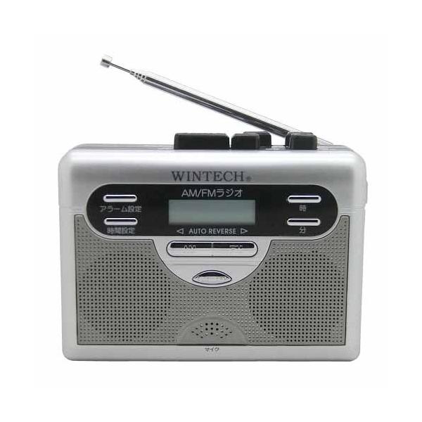 WINTECH ＡＭ／ＦＭラジオ付テープレコーダー PCT-11R <b><u>※電池別売（アルカリ）単３×２本</u></b>・カセット部はオートリバース機能採用・ワンタッチ録音方式採用・Ａ...