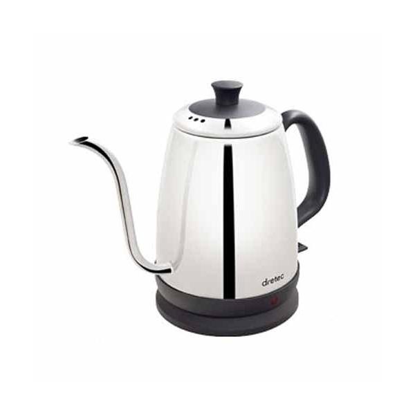 dretec（ドリテック） 電気ケトル PO-135SV シルバー・本格的なドリップが楽しめるドリップ式ケトル！・高級感のあるステンレス素材・ステンレスケトル 1.0L