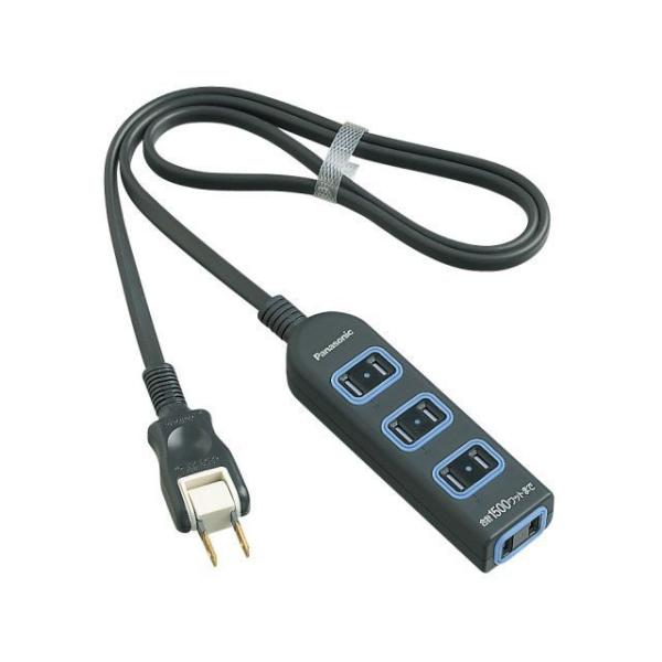 【発売日：2007年06月01日】Panasonic（パナソニック） コード付タップ WHA2514BKP ブラック・一時的な水しぶき・ホコリの浸入をガードする扉採用・コンパクトデザイン・１ｍコード付（４コ口、スナップキャップ付）