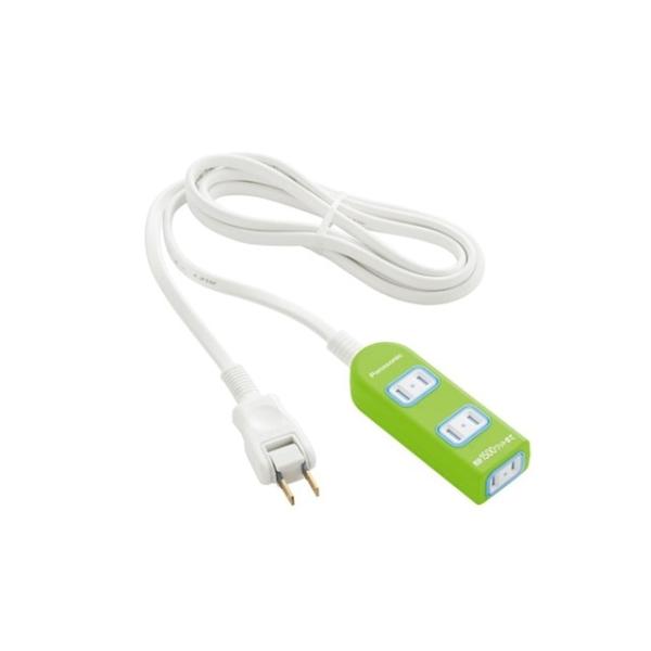 【発売日：2015年10月21日】Panasonic（パナソニック） コード付タップ WHA2523GKP グリーン・水しぶき・ホコリの侵入をガードする「防水扉」付・熱に強い二重構造・差し込み口に高電導材を採用し発熱を抑えたコンセント