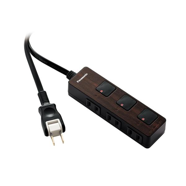 【発売日：2017年06月21日】Panasonic（パナソニック） コード付タップ WHF2323BMDP ダークウッド・上質な生活を提案、本物の質感そのままに再現・スイッチにかかる電力は０、ランプレススイッチ・邪魔にならない、コンパクト...