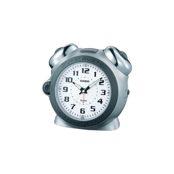 カシオ計算機 アナログ置き時計 TQ-645S-8JF シルバー・スリープバスターシリーズ　大音量ベル音アラーム・止めてもまた鳴るスヌーズ機能付き・ライト付き