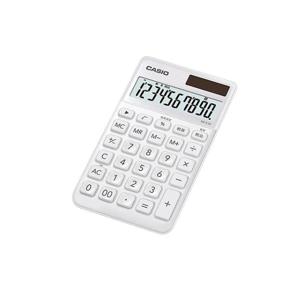 【発売日：2017年08月25日】カシオ計算機 電卓 NS-S10-WE-N ホワイト【数量限定・未開封新品在庫】・優雅に美しく。洗練されたスマートデザイン・薄型フォルムでスタイリッシュな大判手帳タイプ・10桁／00キー／税計算機能搭載／エ...