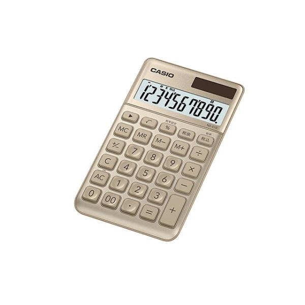 【発売日：2017年08月25日】カシオ計算機 電卓 NS-S10-GD-N ゴールド【数量限定・未開封店頭在庫】・優雅に美しく。洗練されたスマートデザイン・薄型フォルムでスタイリッシュな大判手帳タイプ・10桁／00キー／税計算機能搭載／エ...