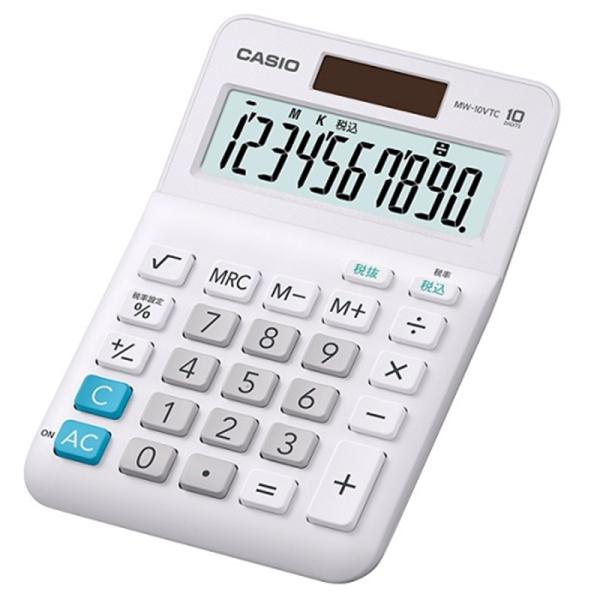 【発売日：2019年06月07日】カシオ計算機 電卓 MW-10VTC-N ・√計算・税計算機能搭載／10桁・大型液晶表示で見やすい特大表示シリーズ・机の上をスッキリ整理！ミニジャストタイプ電卓