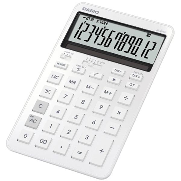 【発売日：2025年12月11日】カシオ計算機 スタイリッシュ電卓　ジャストタイプ JF-M200-WE-N シルキーホワイト・優れた操作性と視認性のジャストタイプ・直線的なフォルムのスリムなボディで洗練されたスマートさを演出・背面はレイヤ...