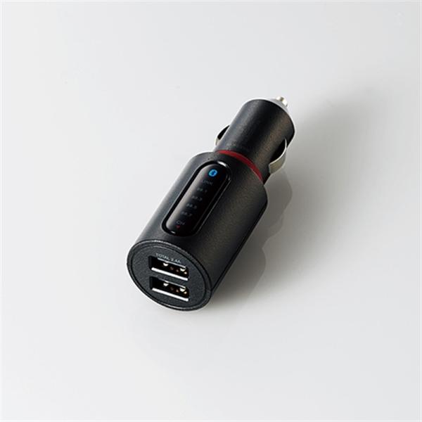 エレコム ＦＭトランスミッター／Ｂｌｕｅｔｏｏｔｈ LAT-FMBT03BK ブラックお取寄せの場合の納期目安：6月上旬以降（5/22現在）・最大合計出力2.4Aでスマホやタブレットを充電できるUSBポート・2ポート付き・車の中でスマートフ...