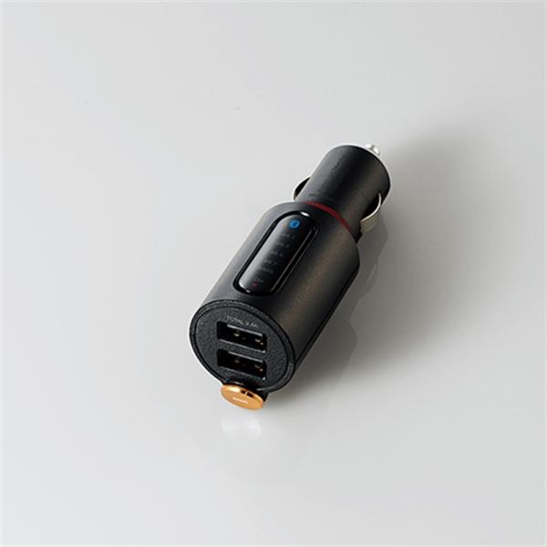 エレコム ＦＭトランスミッター／Ｂｌｕｅｔｏｏｔｈ／重低音 LAT-FMBTB03BK ブラック・最大合計出力2.4Aでスマホやタブレットを充電できるUSBポート・2ポート付き・車の中でスマートフォンやタブレットの音楽などをワイヤレスで楽し...