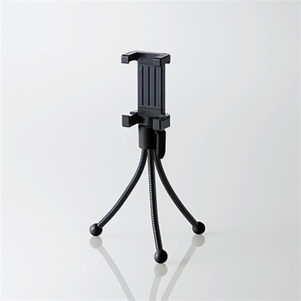 【発売日：2018年12月20日】エレコム スマートフォン用ミニ三脚 P-STMNBK ブラック・写真はもちろん、動画もきれいに自撮りして動画映え・全長117mm、フレキシブルアームを採用・持ち運びにも便利なミニタイプのスマートフォン用三脚