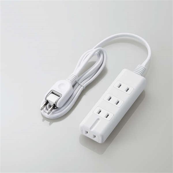 エレコム 磁石タップ／小型／雷サージ／４個口／１ｍ T-KM01-2410WH ホワイト・強力磁石付き、雷サージ内蔵・3Pプラグ対応・ほこり防止