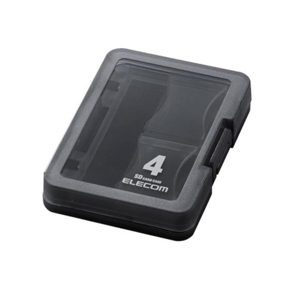 エレコム SDカードケース CMC-06NSD4 ブラック・番号管理しながら整理して収納できる クリアタイプ・SDカード4枚をコンパクトに収納・インデックスラベルとナンバーラベル付き