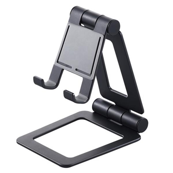 エレコム タブレット用アルミスタンド TB-DSCHALBK ブラック・折りたたみ可能・フリーアングルスタイル・高級感のあるアルミ仕上げ