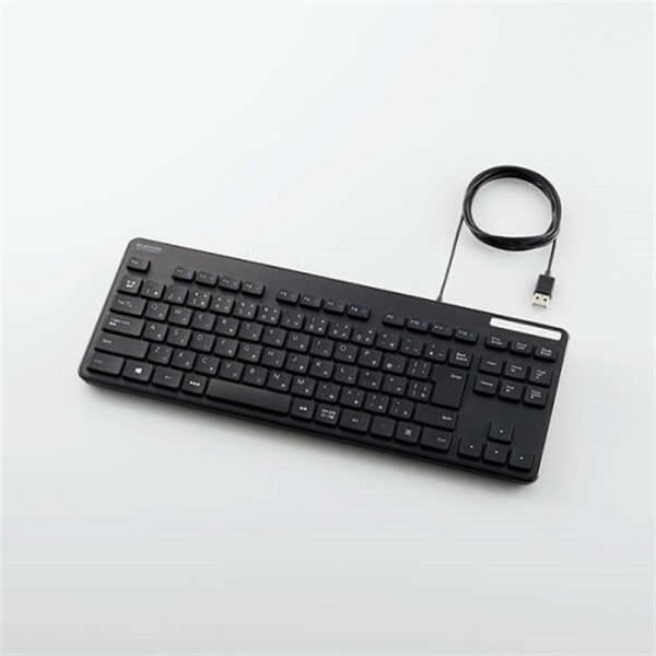 エレコム 有線キーボード　抗菌／薄型 TK-FCM107KBK ブラック・日々のパソコン操作に安心をプラスする抗菌仕様・サクサク軽い打ち心地・PCに挿すだけで使える有線薄型テンキーレスキーボード
