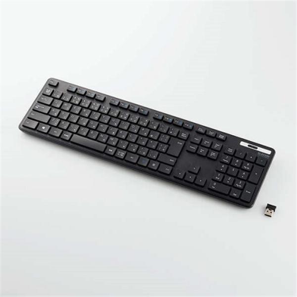 エレコム 抗菌 無線薄型フルキーボード TK-FDM110TKBK ブラック・日々のパソコン操作に安心をプラスする抗菌仕様・サクサク軽い打ち心地・レシーバーをPCに挿すだけで使える無線薄型フルキーボード
