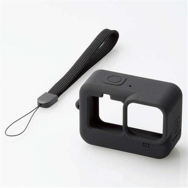 エレコム GoPro HERO9 Black用シリコンケース AC-GP9BSSCBK ブラック・弾力性のあるシリコンでGoPro HERO9 Blackをキズから守る・GoPro HERO9 Black用シリコンケース・カバーを付けたまま...