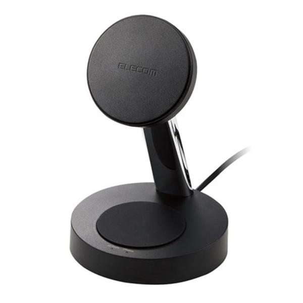 【発売日：2022年04月17日】エレコム ワイヤレス充電器 7.5W+5W マグネット式 スタンドタイプ W-MS03BK ・MagSafe対応iPhoneシリーズをマグネットで固定し7.5Wで充電ができ、同時にワイヤレス充電対応AirP...