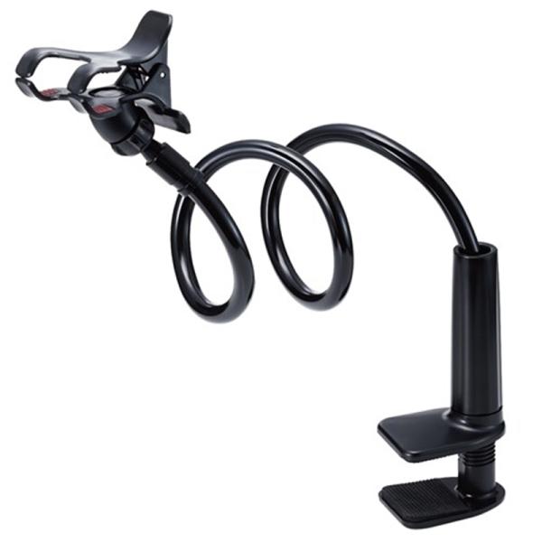 【発売日：2022年02月23日】エレコム スマホスタンド アームスタンド 100cm P-DSLARM100BK ブラック・お好みの場所にクランプでしっかり固定ができ、フレキシブルアームで自由に角度調節ができる、全長100cmのスマートフ...