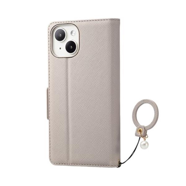 【発売日：2023年09月22日】エレコム iPhone 15 ソフトレザーケース 手帳型 磁石付 リング付 &amp;me PM-A23APLFJM2GB グレージュ【数量限定・未開封店頭在庫】外箱に色褪せや傷みがある場合あり・目元や口元...