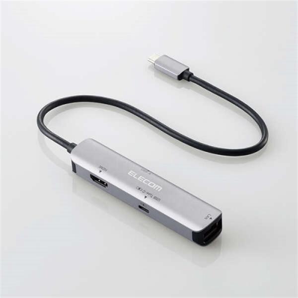 エレコム ドッキングステーション 4in1 HDMI(R)+LAN DST-C29SV シルバー・USB Type-Cポート搭載パソコンに最大4ポート増設可能・HDMI(R)+LAN搭載・持ち運びに便利なスリムタイプ